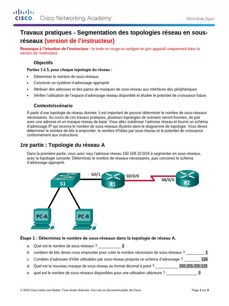 Segmentation des réseaux IP 192.168.10.0 | PDF | Adresse IP | Réseau ...