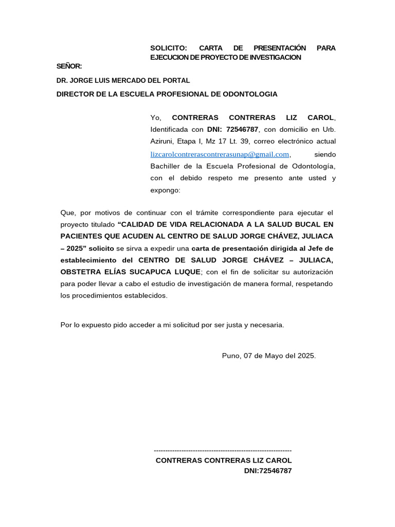 Solicitud Carta Actual | PDF