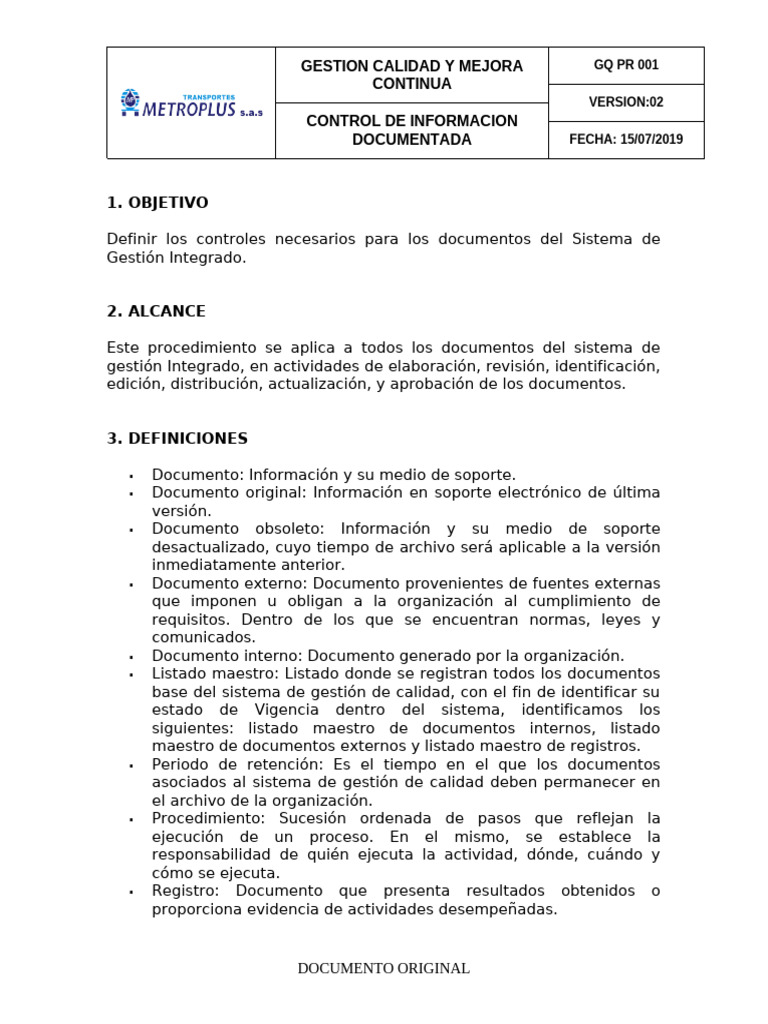 Control de Documentos en Gestión de Calidad | PDF | Sistema de manejo ...