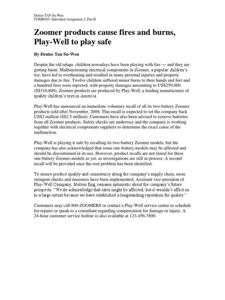 Zoomer Toy Recall Due to Fire Hazards | PDF | Technology & Engineering