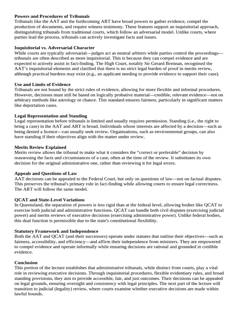 Legality Review and Tribunals | PDF | Evidence (Law) | Burden Of Proof ...