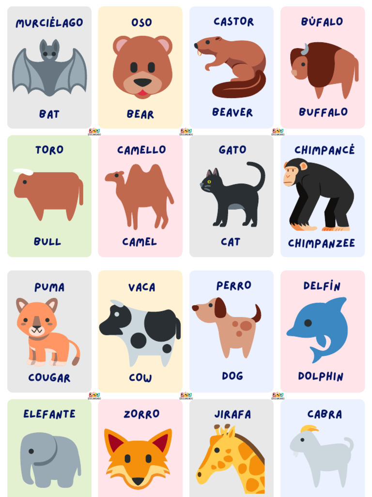 Animal Names in English and Spanish | PDF