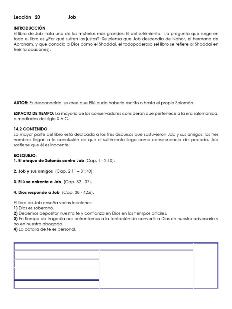 Lección 20 Job | PDF | Libro de trabajo | Contenido bíblico