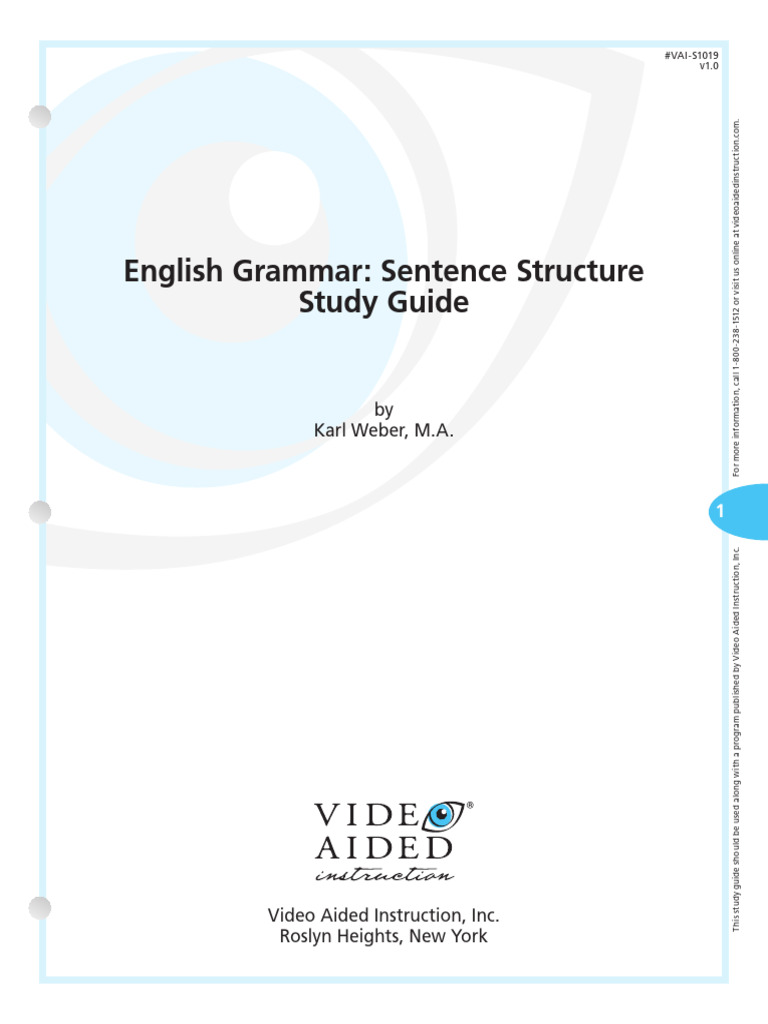 English Grammar Sentence Structure Study Guide | PDF | Grammar ...