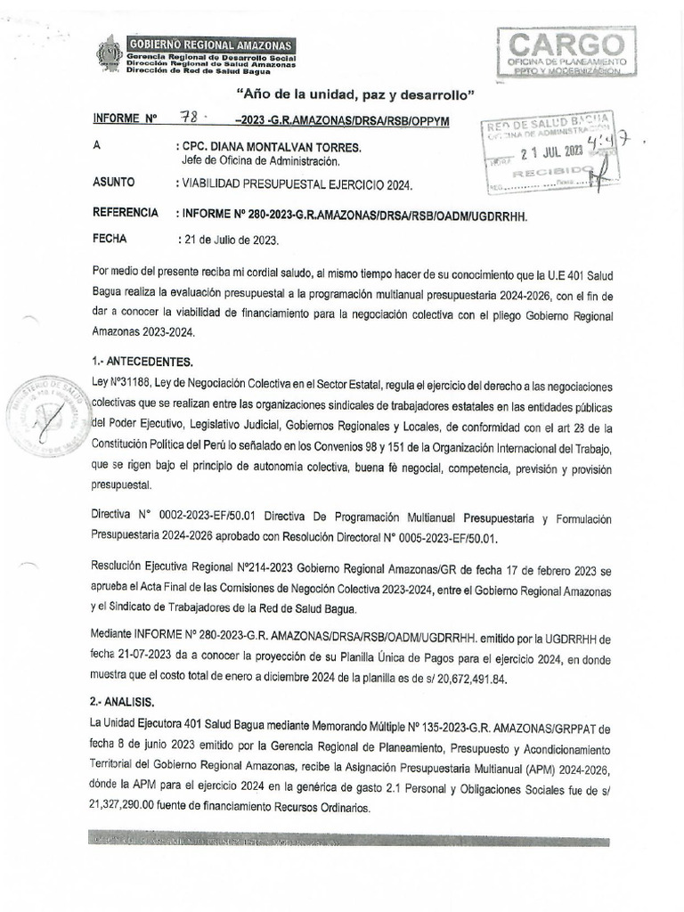 Informe de Ppto, RRHH y Nominal | PDF