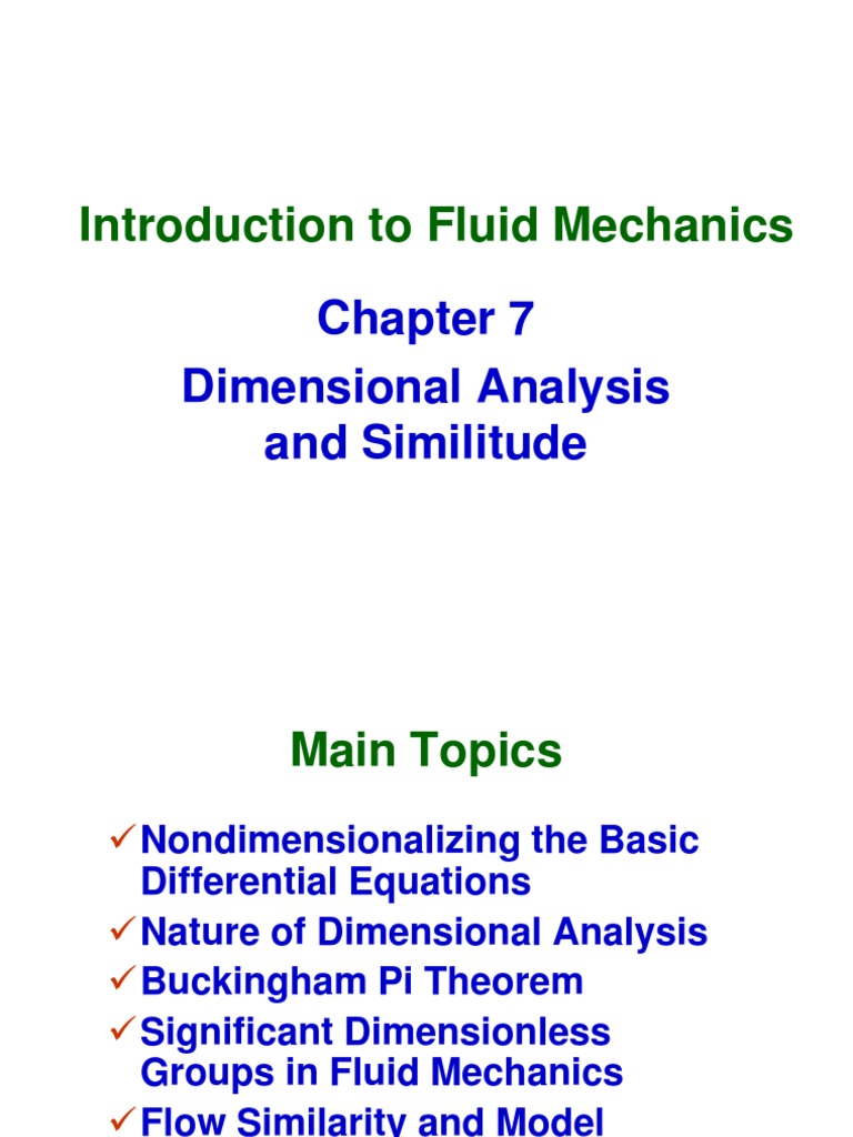 Introduction To Fluid Mechanics: Dimensional Analysis and Similitude | PDF | Fluid Mechanics ...