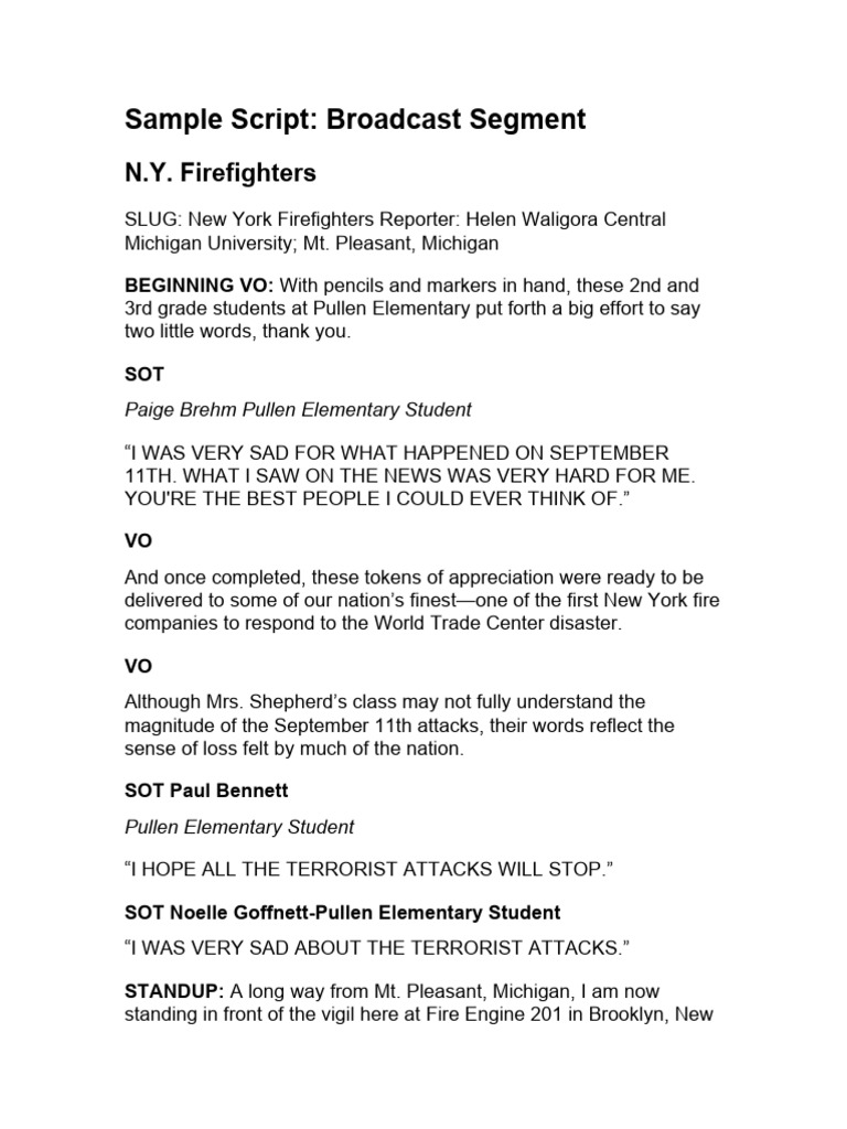 Sample Script - News Package | PDF