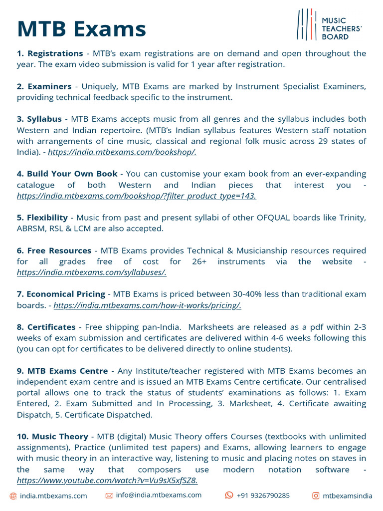 MTB Exam Overview and Pricing 2025 | PDF