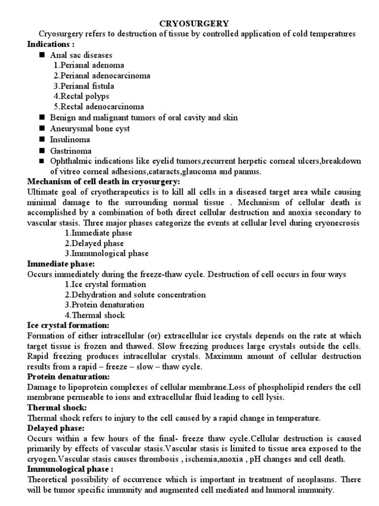 Cryosurgery | PDF | Medical Specialties | Clinical Medicine