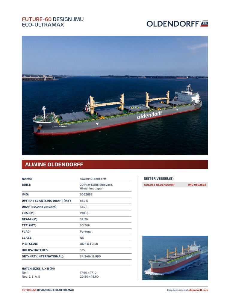 Alwine Oldendorff Vessel Datasheet 1 | PDF