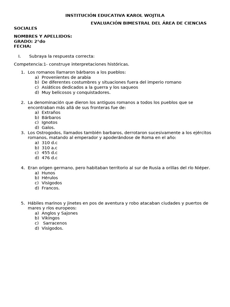 Evaluacion 2do Karol | PDF
