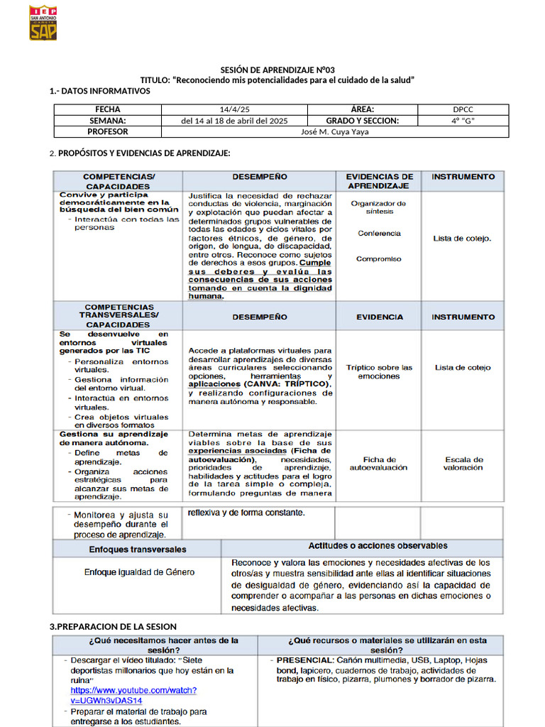 Sesion 03 Dpcc 4to | PDF