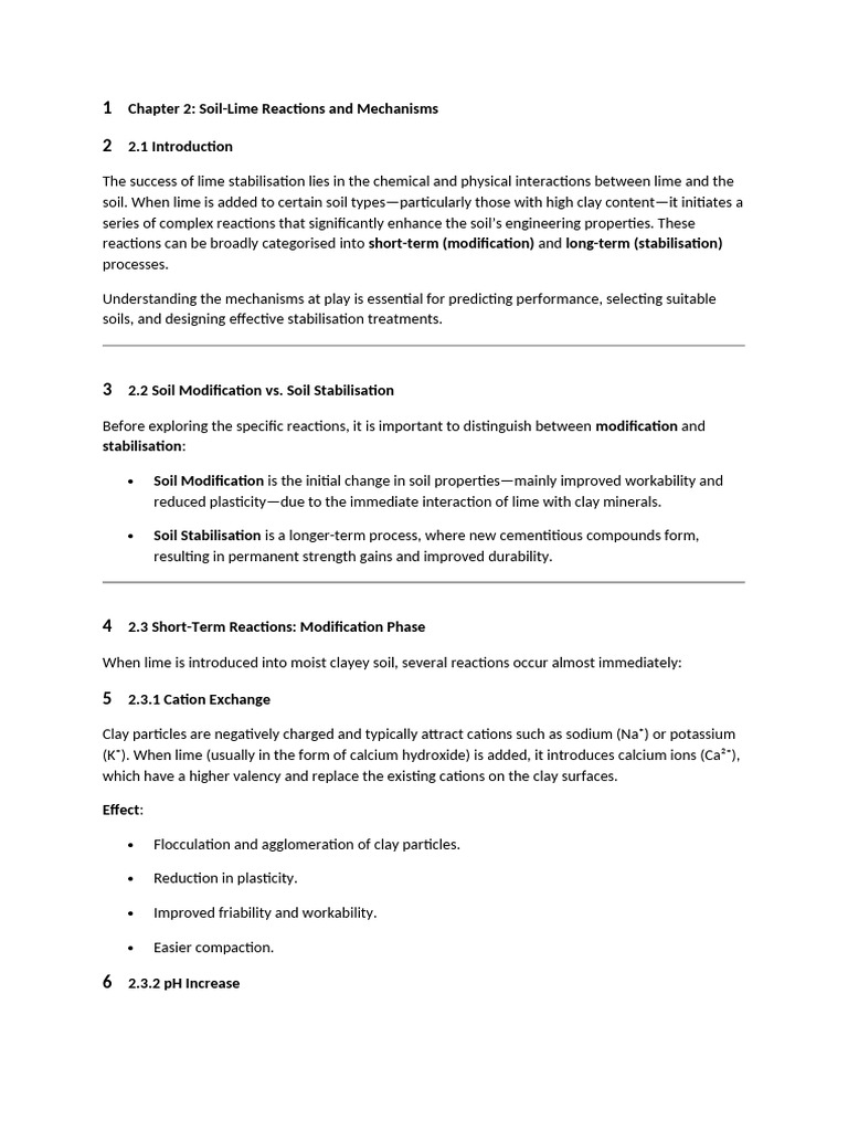 Soil-Lime Reactions Explained | PDF | Lime (Material) | Soil