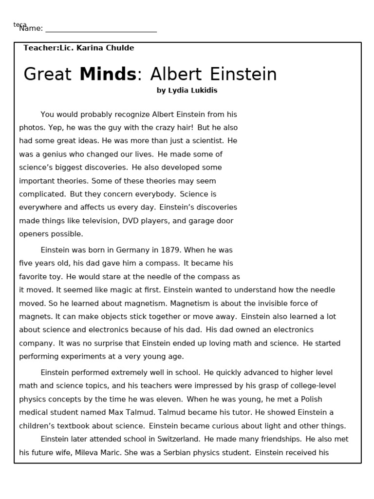 READING Great Minds Albert Einstein | PDF | Albert Einstein | Physical Sciences