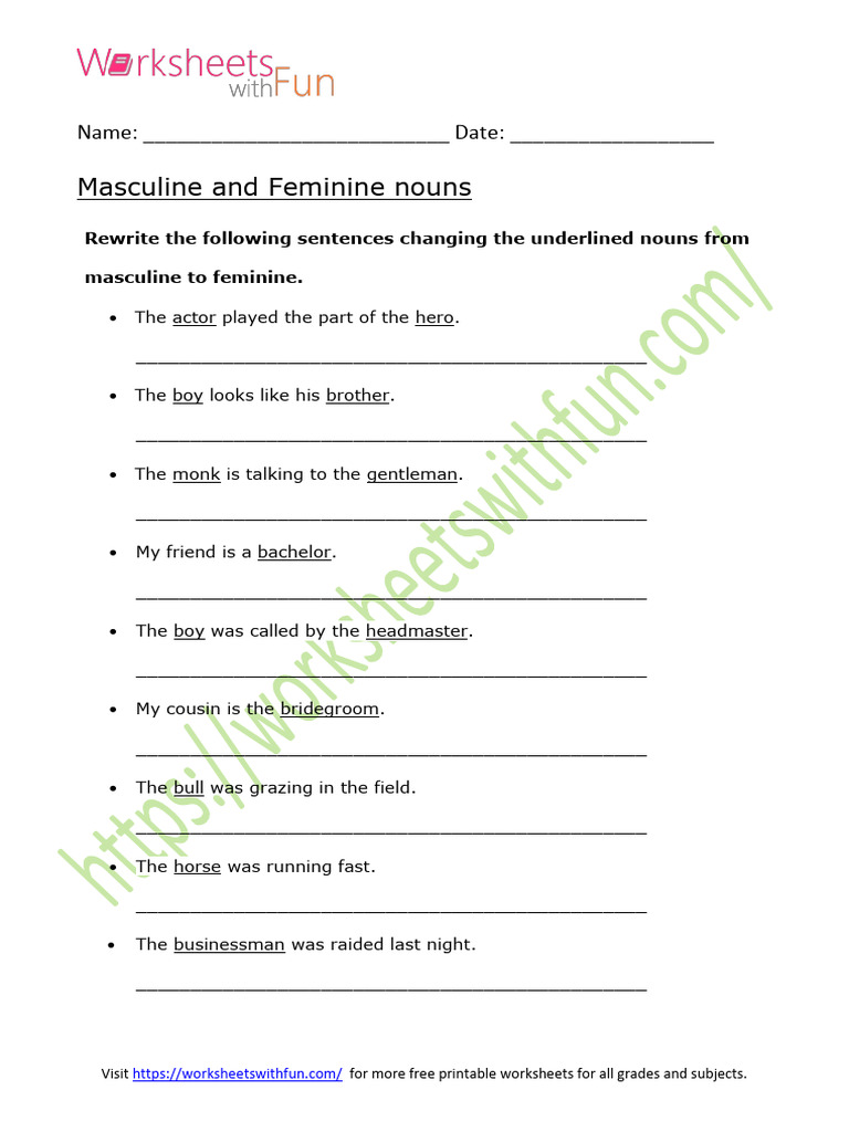 Gender Worksheet 5 | PDF