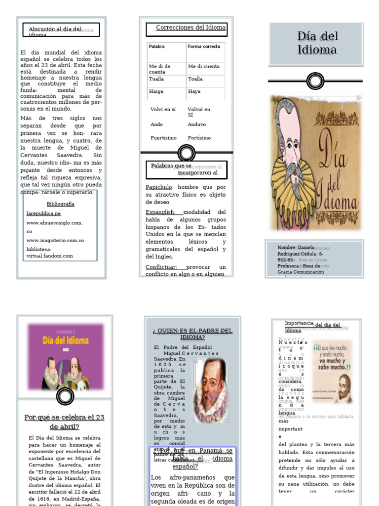 Triptico Del Dia Del Idioma - Compress | PDF | Don Quijote | Lingüística