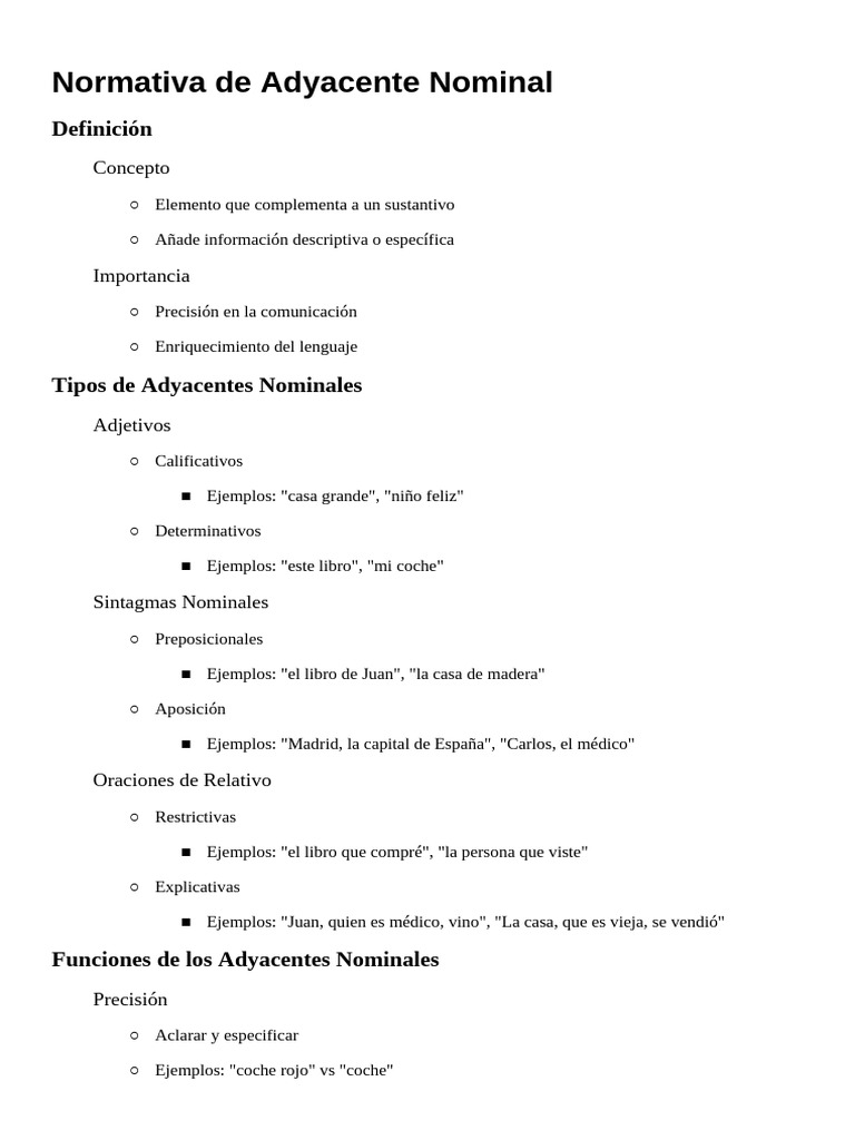 Ejemplos de Adyacentes Nominales | PDF