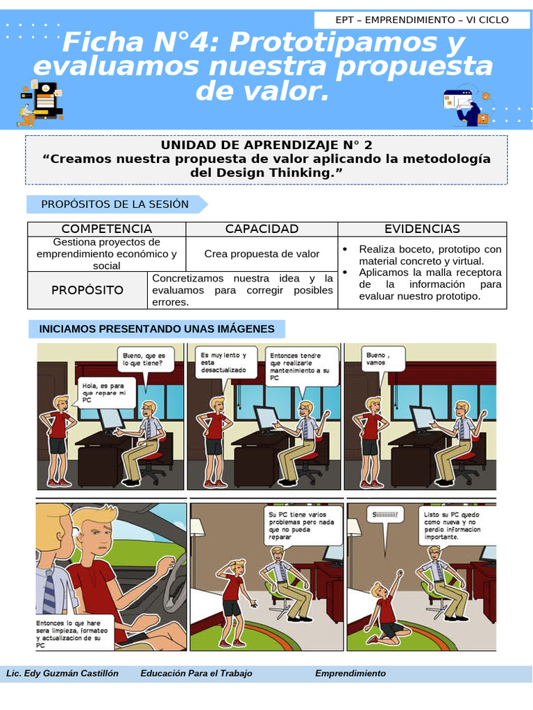 Ficha 04 Prototipamos y Evaluamos Nuestra Propuesta de Valor | PDF | El pensamiento de diseño ...