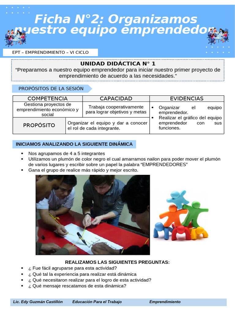 Ficha 02 Organizamos Nuestro Equipo Emprendedor | PDF | Iniciativa ...