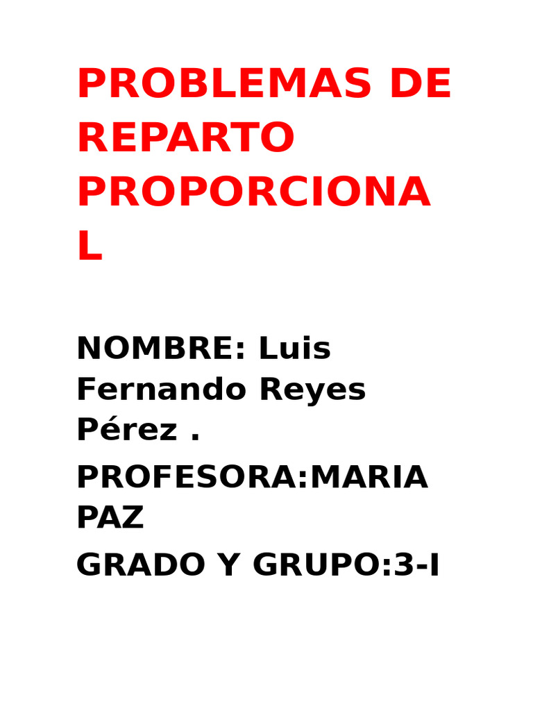 Problemas de Reparto en Matemáticas | PDF
