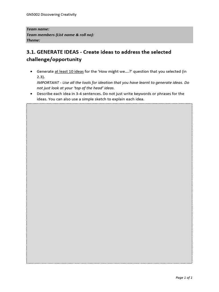 3.1 Generate Ideas | PDF