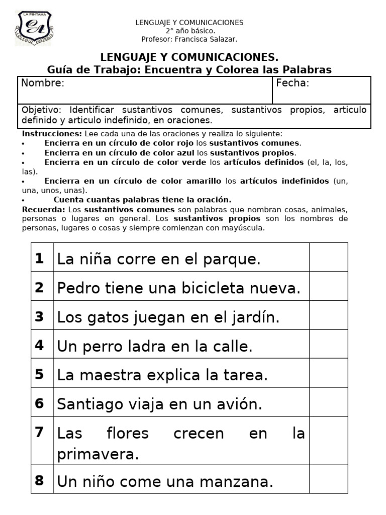 Guía Sustantivos y Adjetivos | PDF