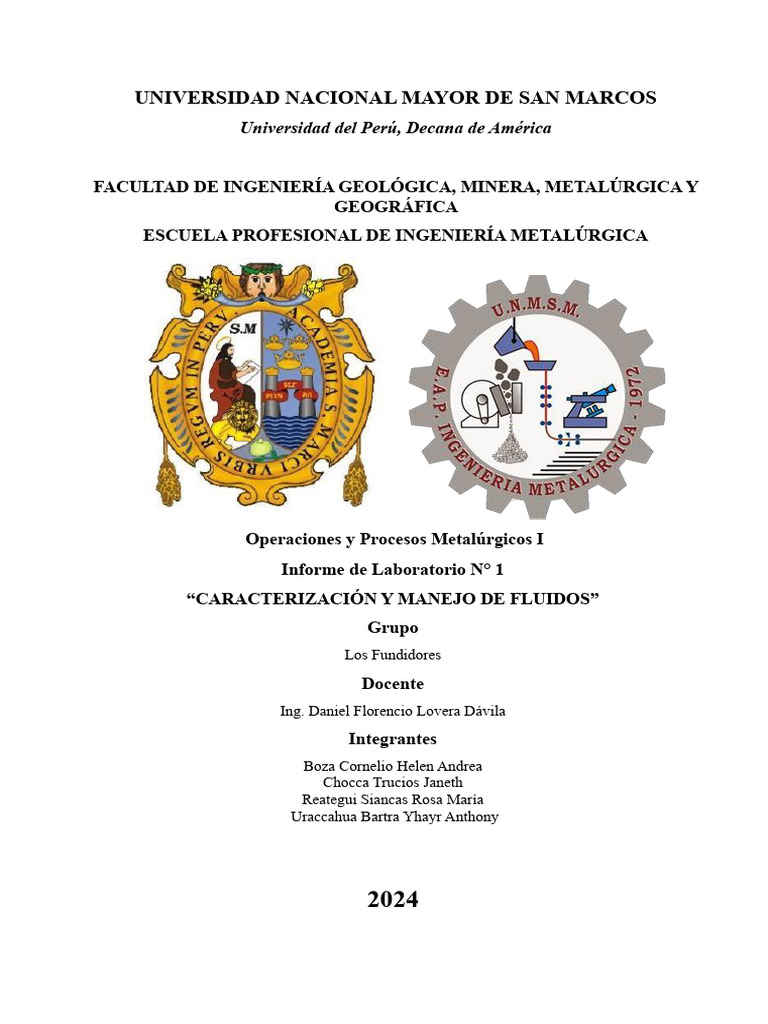 Informe 1 Ope1 G - Electrodepositores | PDF | Viscosidad | Líquidos