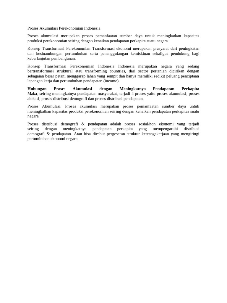 Proses Akumulasi Perekonomian Indonesia | PDF