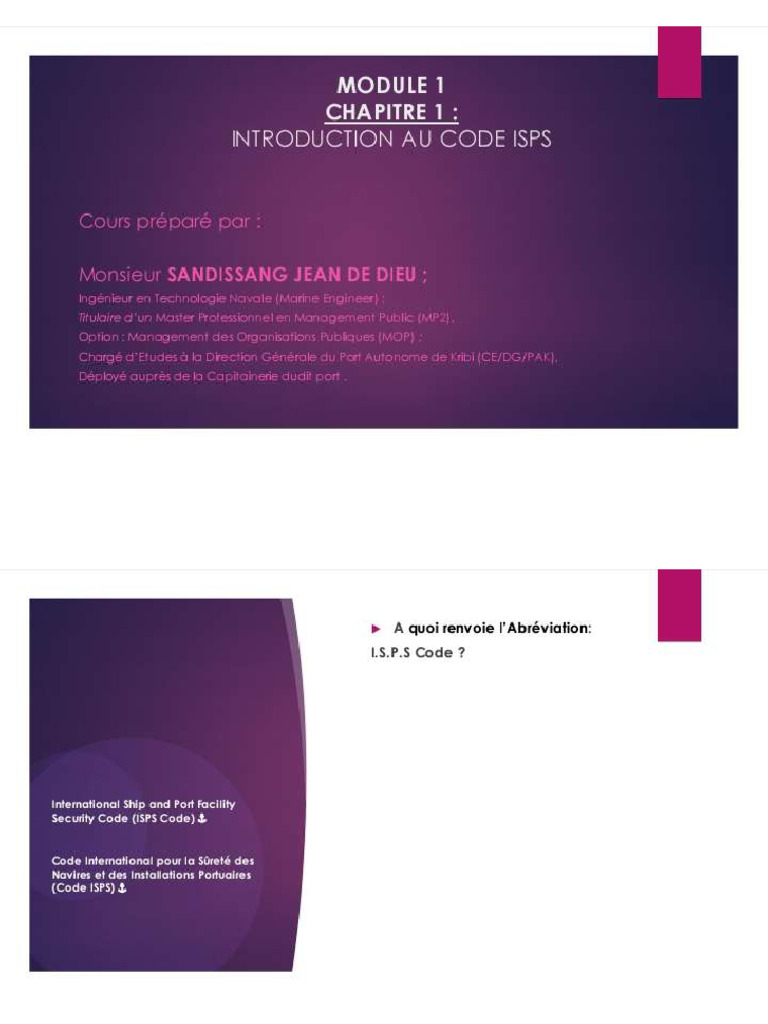 Cours Complet Code ISPS SGMP L1 | PDF
