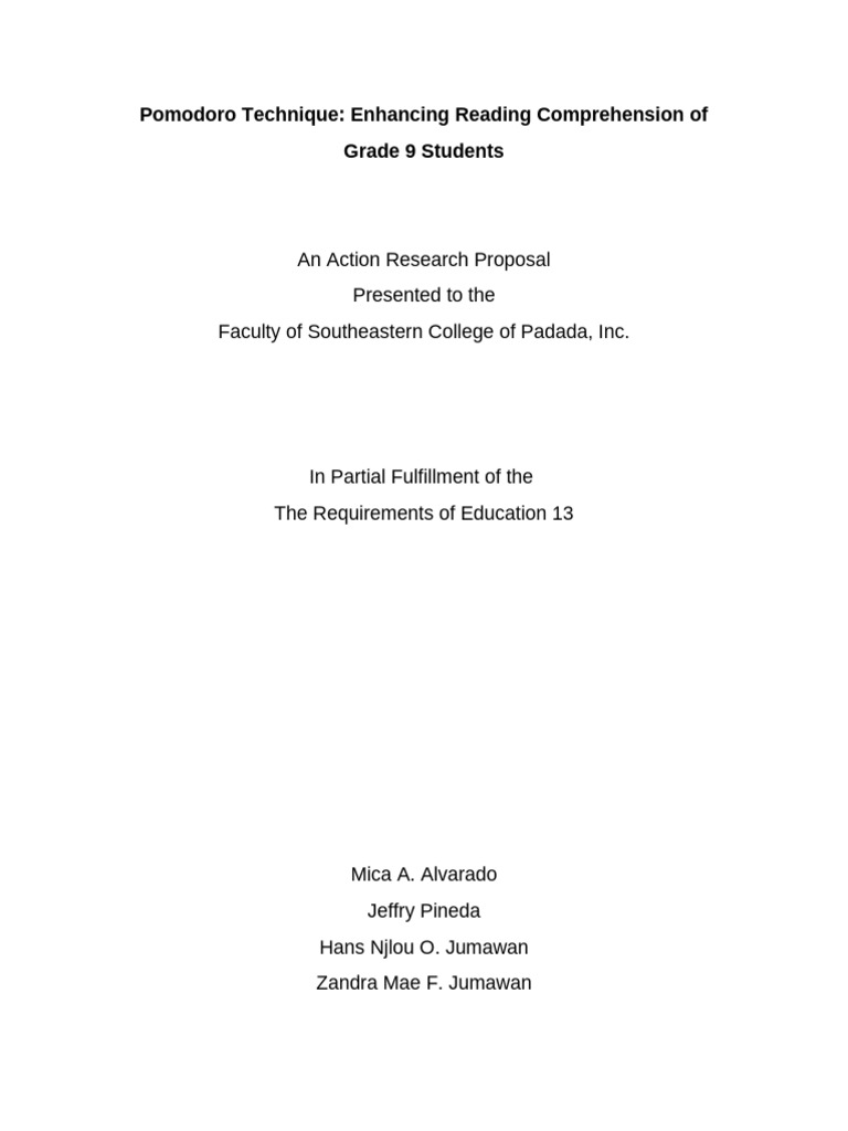 Pomodoro Technique AR Final | PDF | Reading Comprehension | Cognitive Science