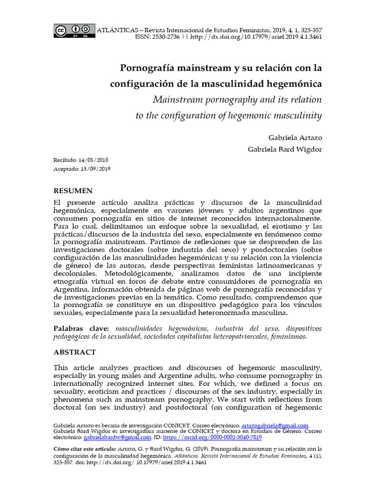 Pornograf - A Mainstream y Su Relaci - N Con La Configuraci - N de La Masculinidad Hegem - Nica ...