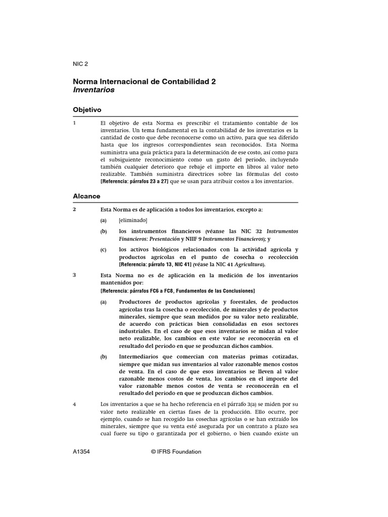 Nic 2 | PDF | normas internacionales de INFORMACION FINANCIERA | Activo ...
