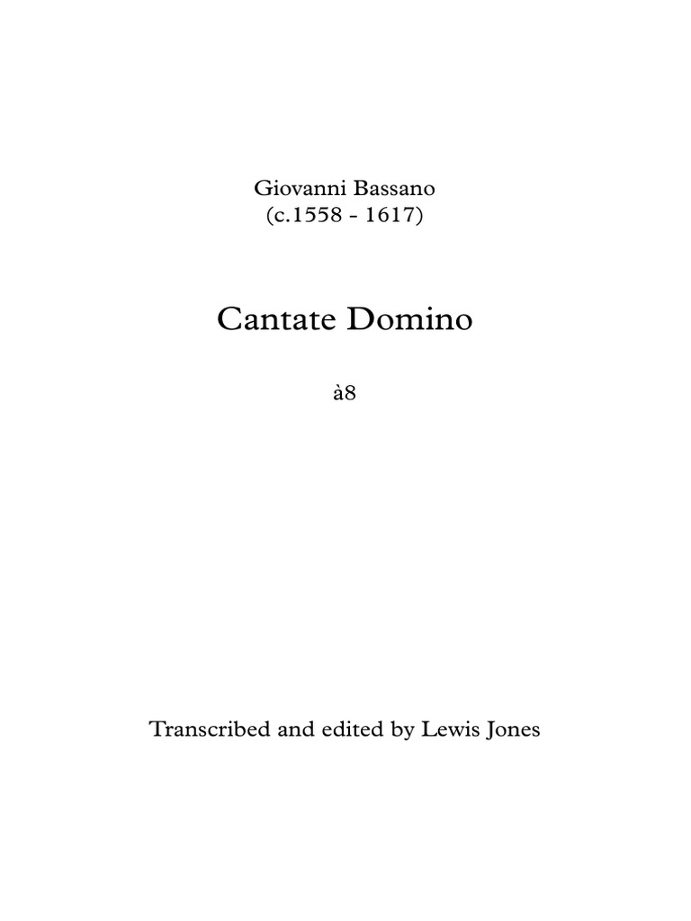 Bassano - Cantate Domino | PDF