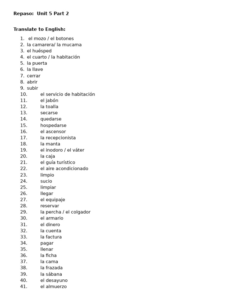 Repaso Unit 5 Part 2 2425 | PDF