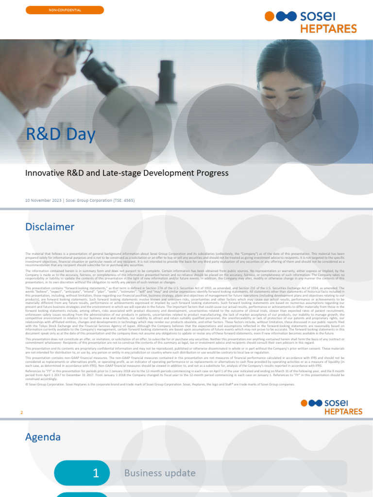 Sosei Group R&D Progress Update | PDF | Risk | Phases Of Clinical Research