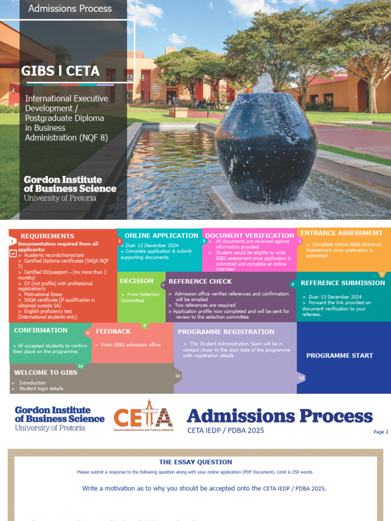 Gibs Admissions Process Ceta Iedp Pdba NQF 8 | PDF | Diploma ...