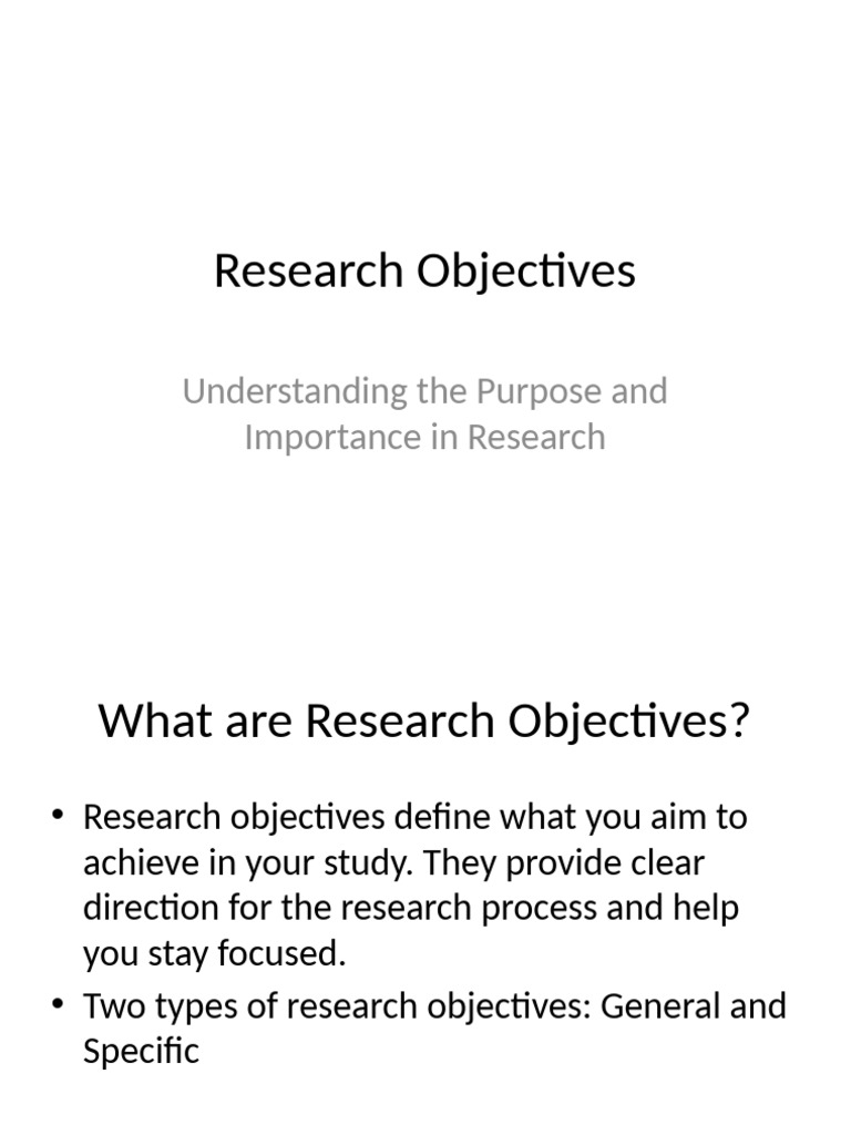 Research Objectives Presentation | PDF