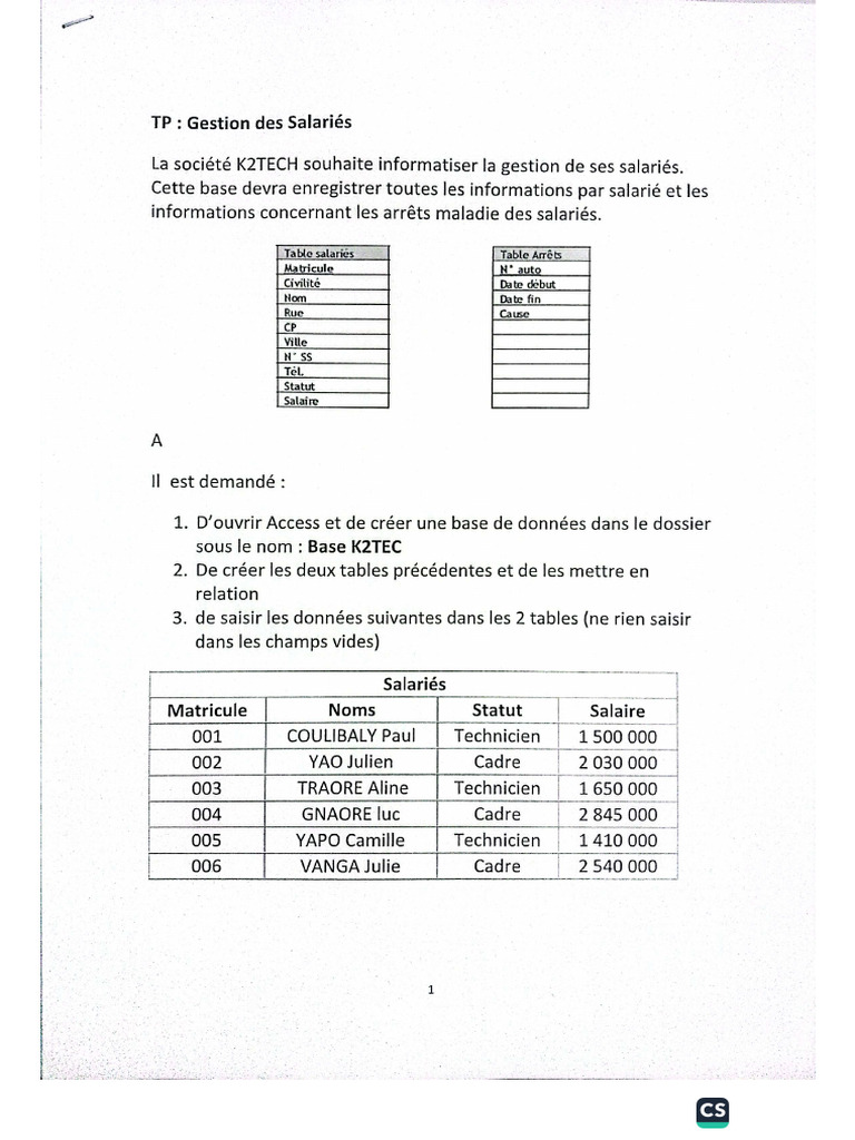 TP Gestion Des Salariés | PDF