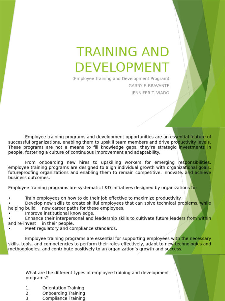 8 Training and Development | PDF | Occupational Safety And Health | Employment