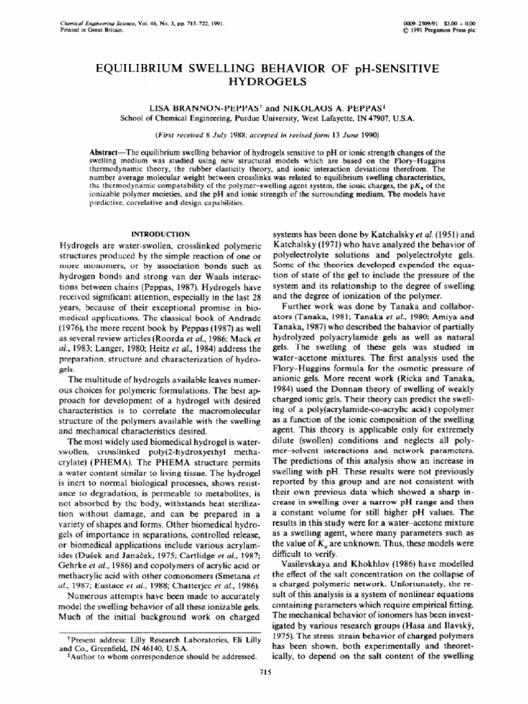 pH-Sensitive Hydrogel Swelling Behavior | PDF | Gel | Polymers
