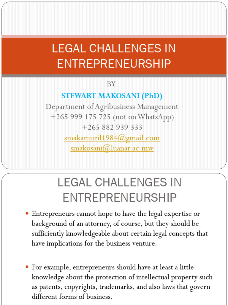 Legal Challenges in Entrepreneurship | PDF | Patent | Copyright