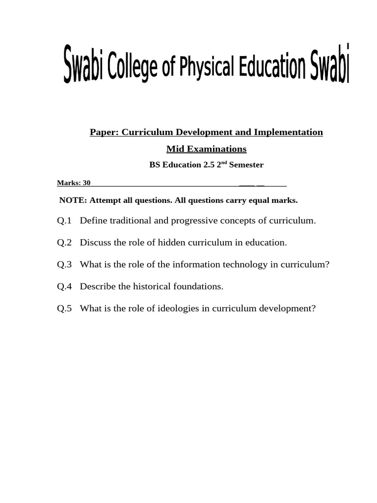 Curriculum Development and Implementation | PDF