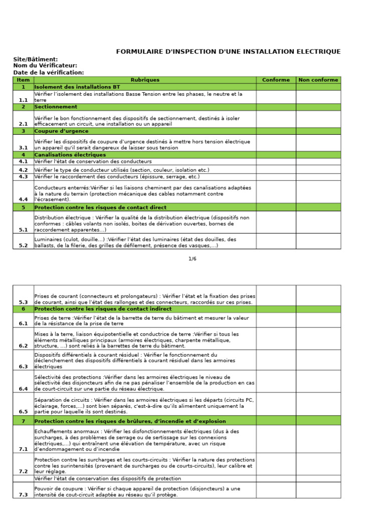 Liste de Verification D Une Installation Electrique | PDF | Énergie ...