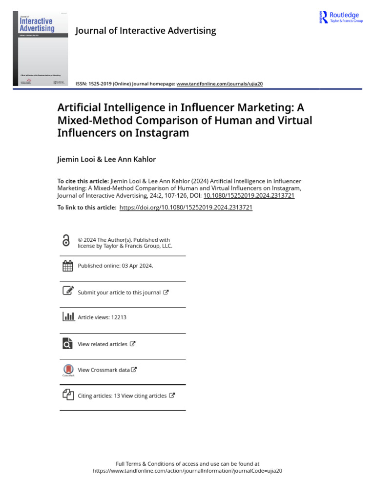 Artificial Intelligence in Influencer Marketing A Mixed-Method ...