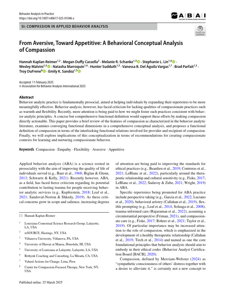 From Aversive, Toward Appetitive - A Behavioral Conceptual Analysis of ...