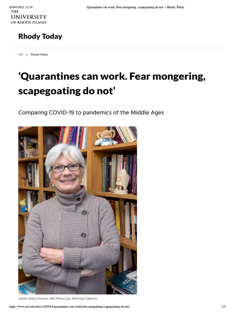 Quarantines Can Work. Fear Mongering, Scapegoating Do Not': Rhody Today ...