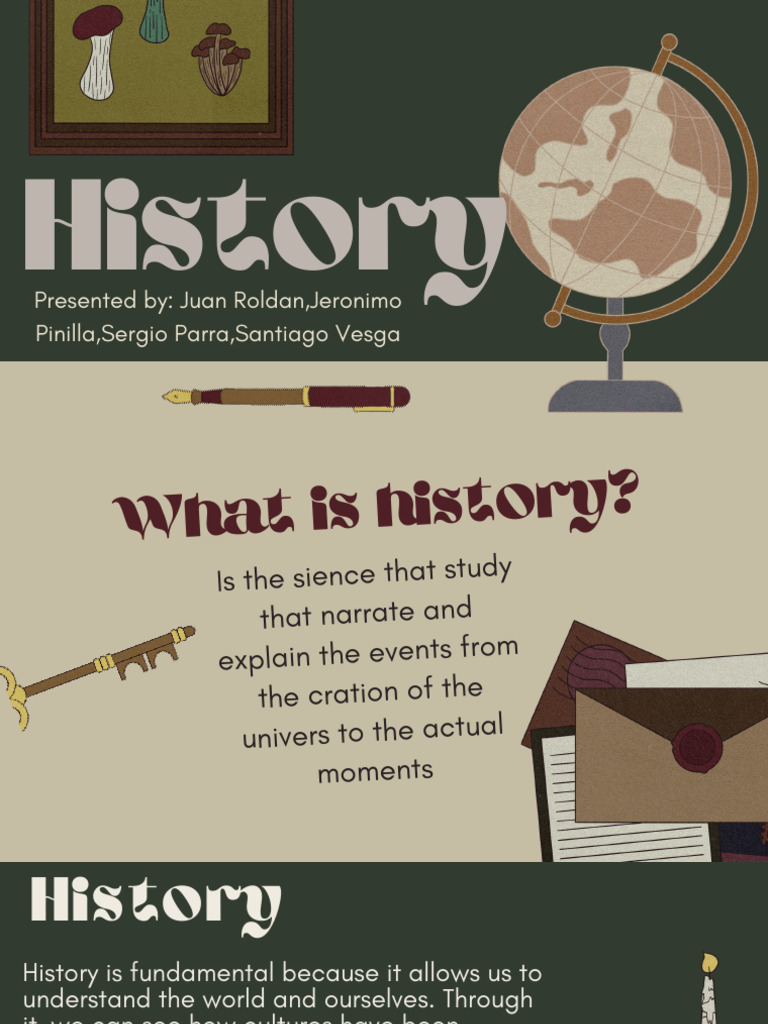 Simple Green and Beige Vintage Illustration History Class Education ...