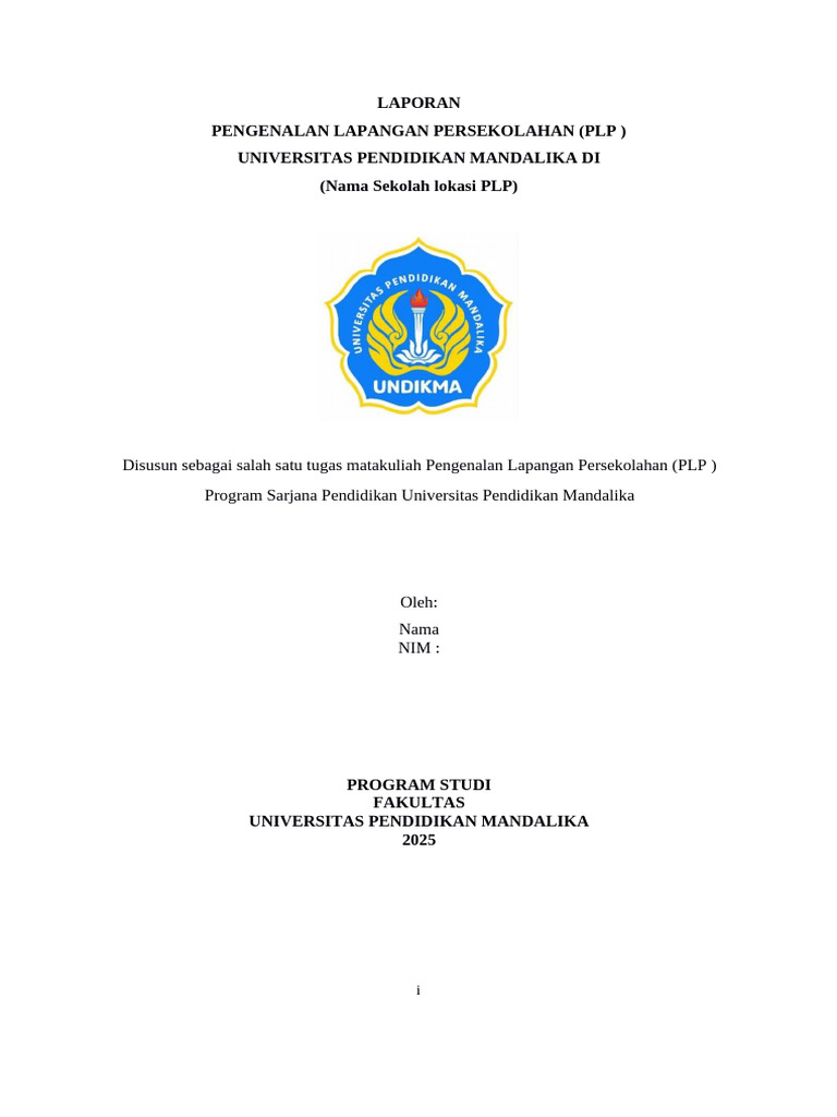 Contoh Format Penulisan Lporan PLP 2025 | PDF