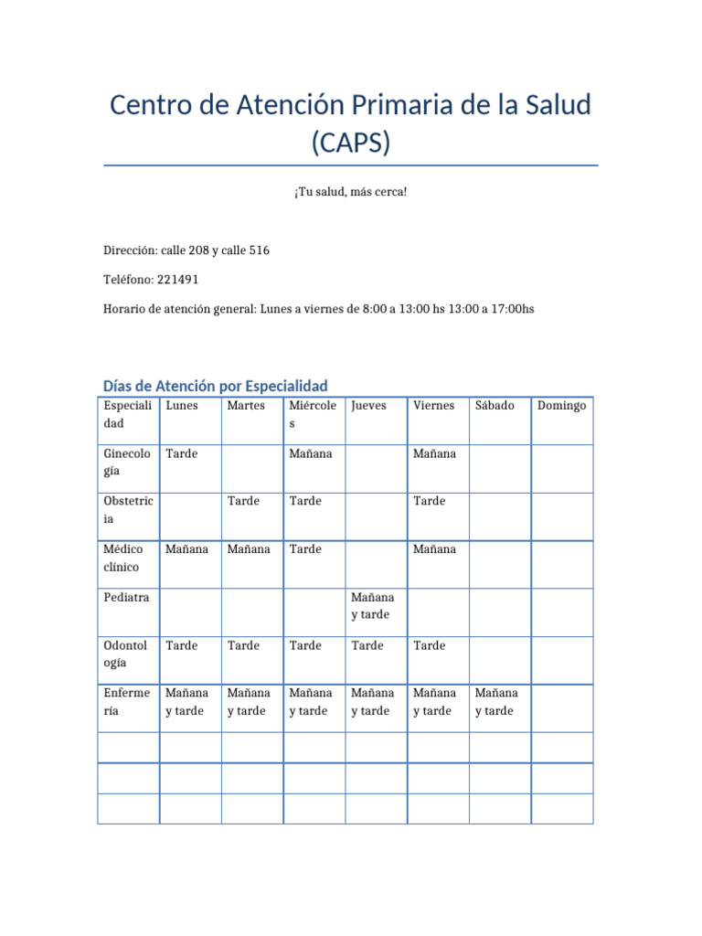 Folleto CAPS Con Tabla Editable | PDF