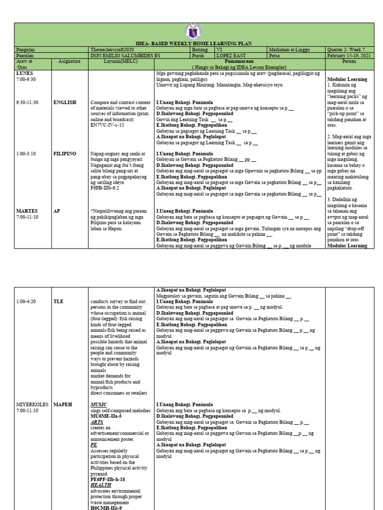 WHLP GR6 Q2 WK7 | PDF